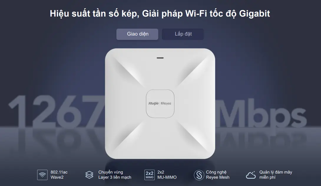 Bộ phát Wifi RUIJIE REYEE RG-RAP2200(E) ốp trần hoặc gắn tường